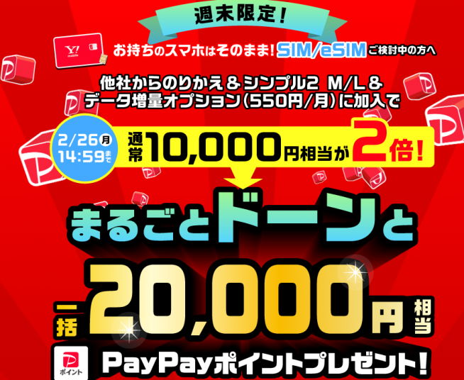 特価：ワイモバ、SIM単体MNPで2万PayPay還元 - すまほん!!