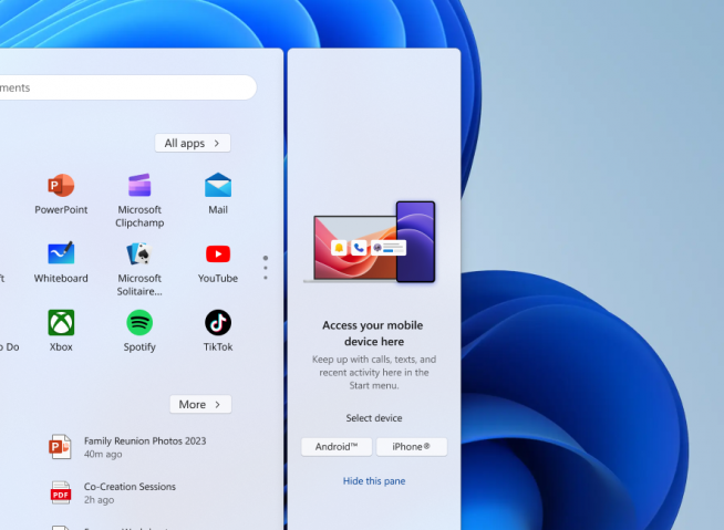Windows 11のスタートメニューにiPhoneが登場へ。連携機能により簡単に - すまほん!!